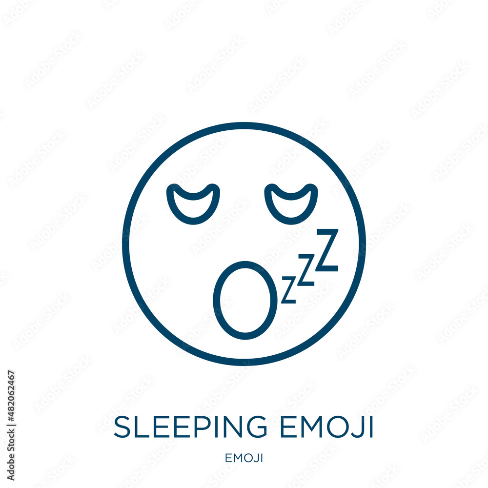 sleeping emoji icon from emoji collection. Thin linear sleeping emoji ...