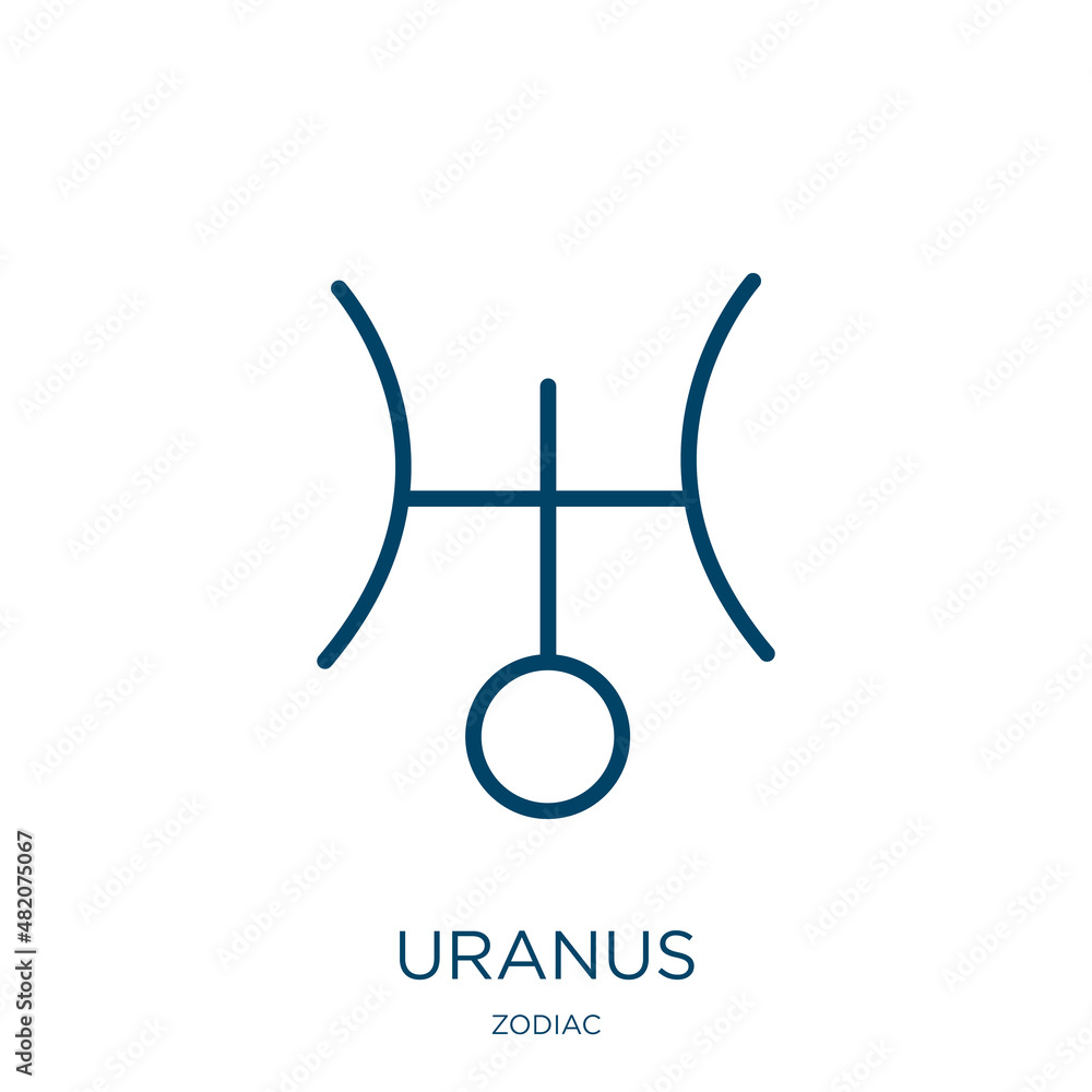 uranus icon from zodiac collection. Thin linear uranus, solar ...