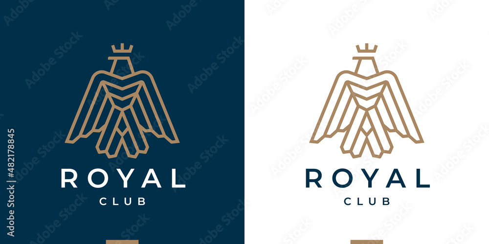 Royal eagle luxury logo. Falcon heraldry brand line icon. Insignia hawk ...