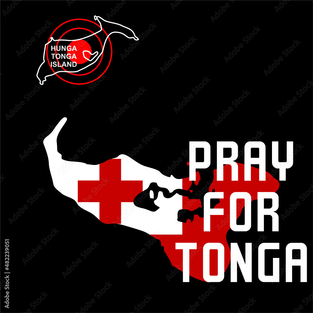 vector illustration Pray for Tonga, Pray for Tonga affected by volcanic ...