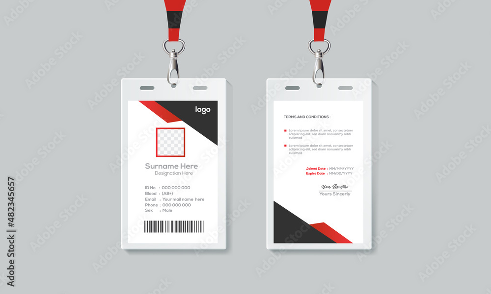 Simple and Red ID Card Design Template. Professional Identity Card ...