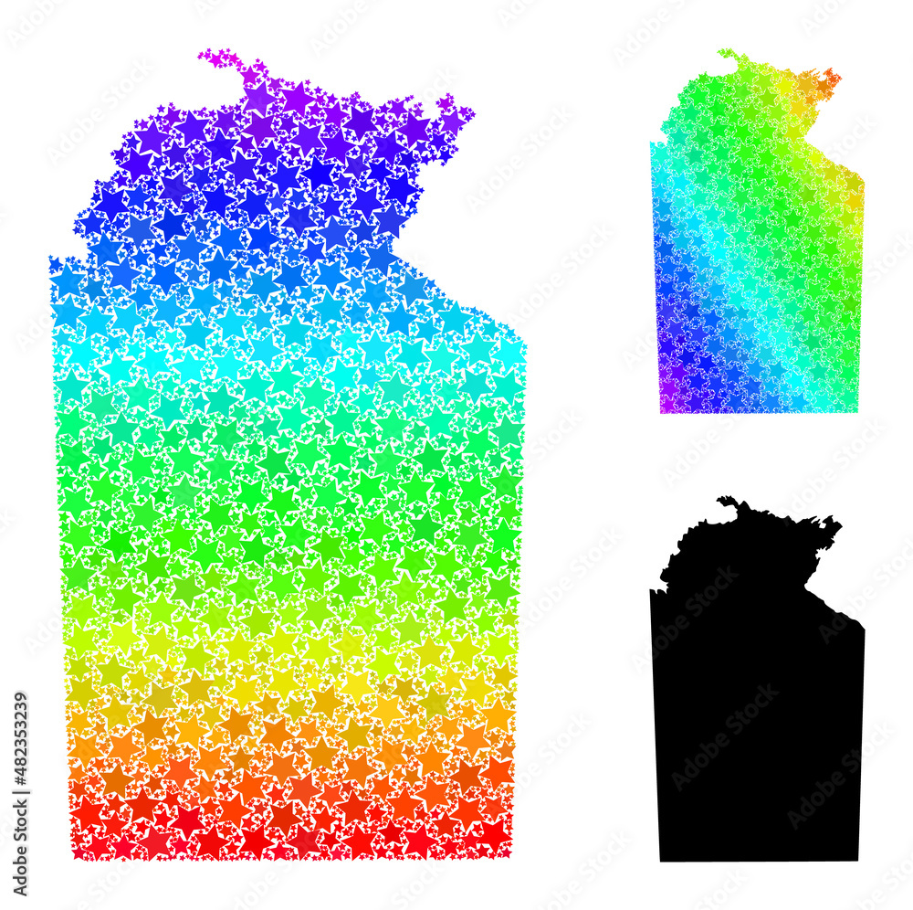 Spectral gradient star collage map of Australian Northern Territory ...