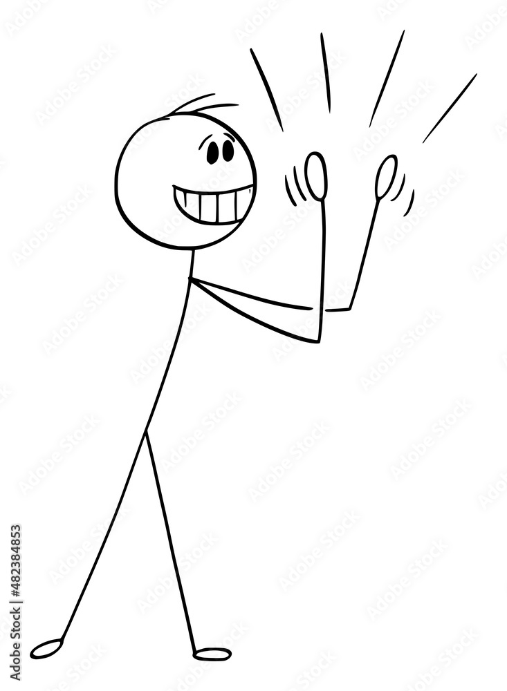 Enthusiastic Viewer or Spectator Hands Clap, Vector Cartoon Stick ...