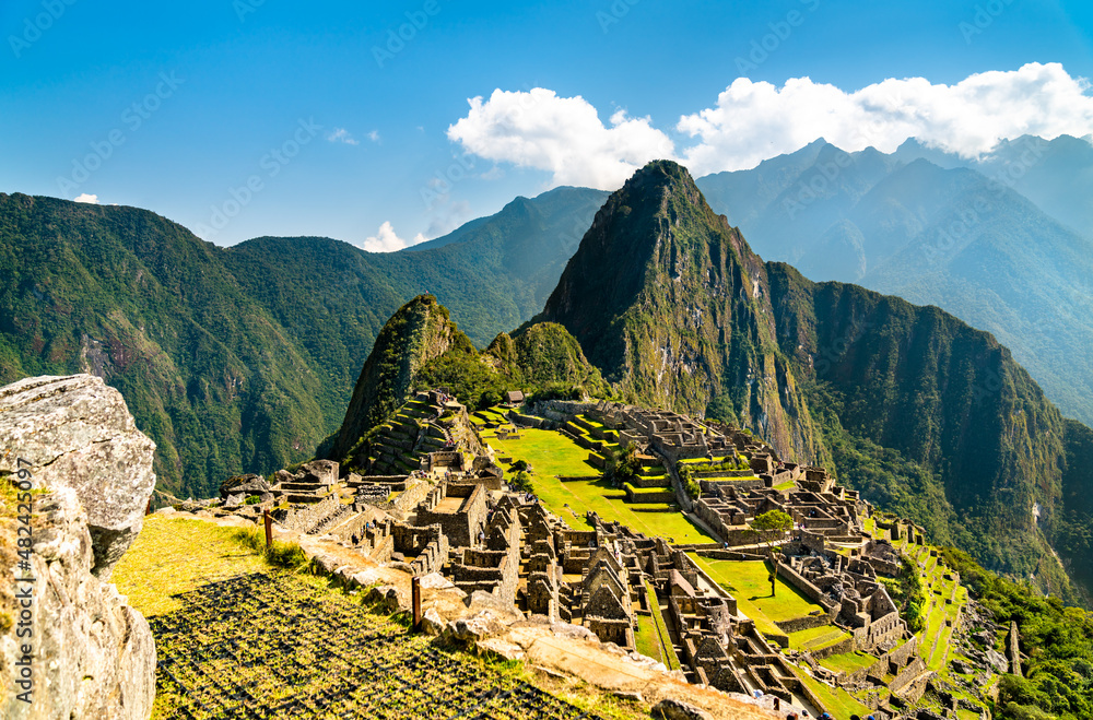 Ruins of ancient Incan city of Machu Picchu. UNESCO world heritage in ...