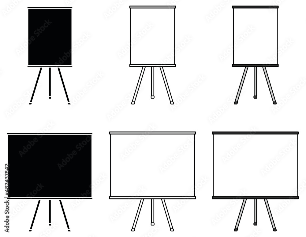 Presentation Screen Blank Template Clipart Set - Outline, Silhouette ...