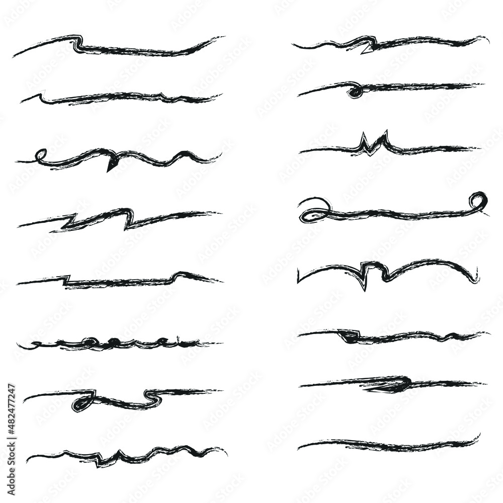 Handmade Collection Set Of Underline Vector . Doodle Style Different ...