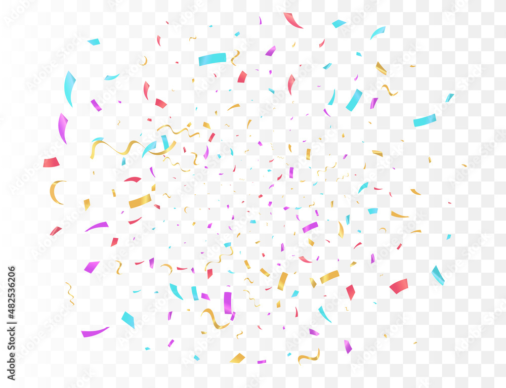 Confetti burst explosion On Transparent Background Color flying ribbons ...