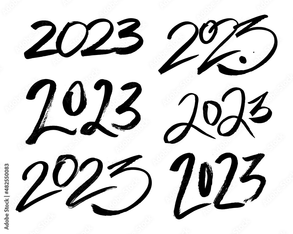 2023 brush stroke lettering set. Grunge texture handwritten design ...
