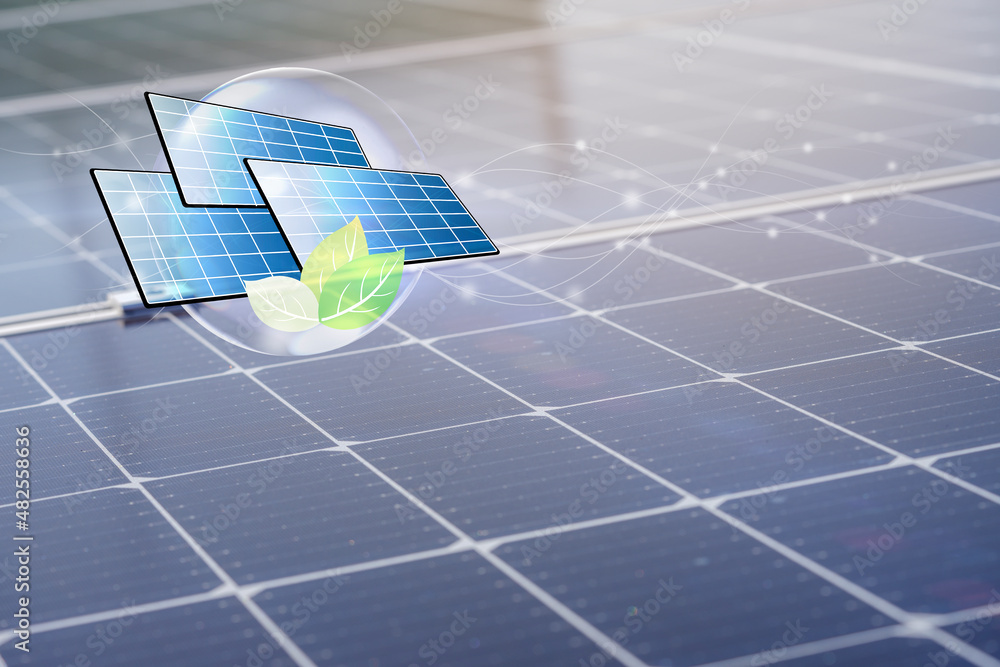 Solar cell and eco icon over solar cell system, Solar cell energy, Care ...