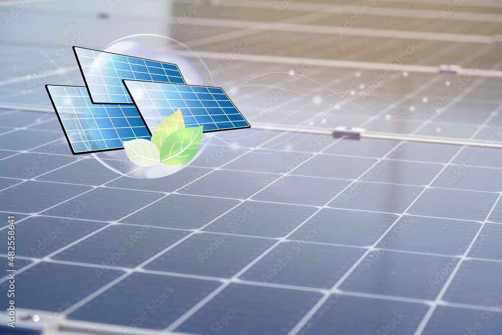 Solar cell and eco icon over solar cell system, Solar cell energy, Care ...