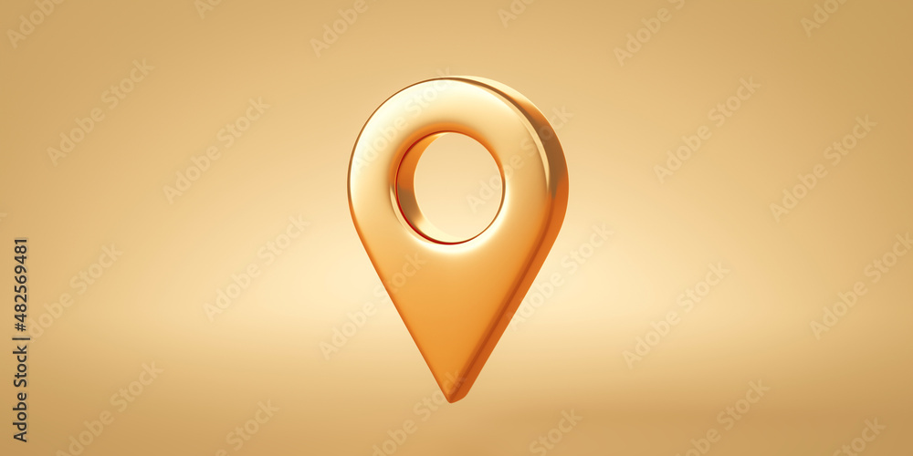 Gold location symbol navigator reminder pin navigation pointer marker ...