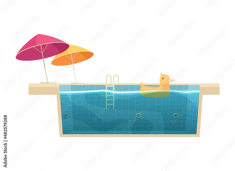 Cartoon Swimming Pool Stock Vector | Adobe Stock