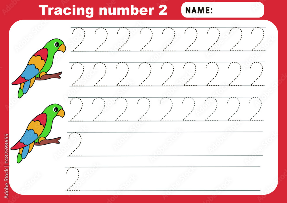 Writing practice number two printable worksheet for kids to improve ...