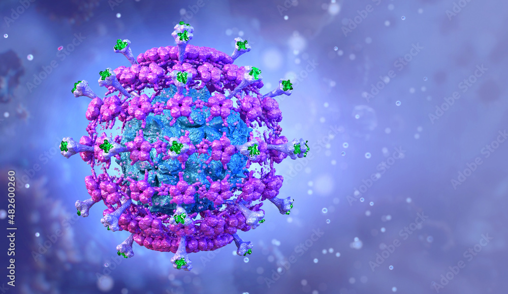 Rotavirus, molecular 3D model of contagious reoviridae RNA virus ...