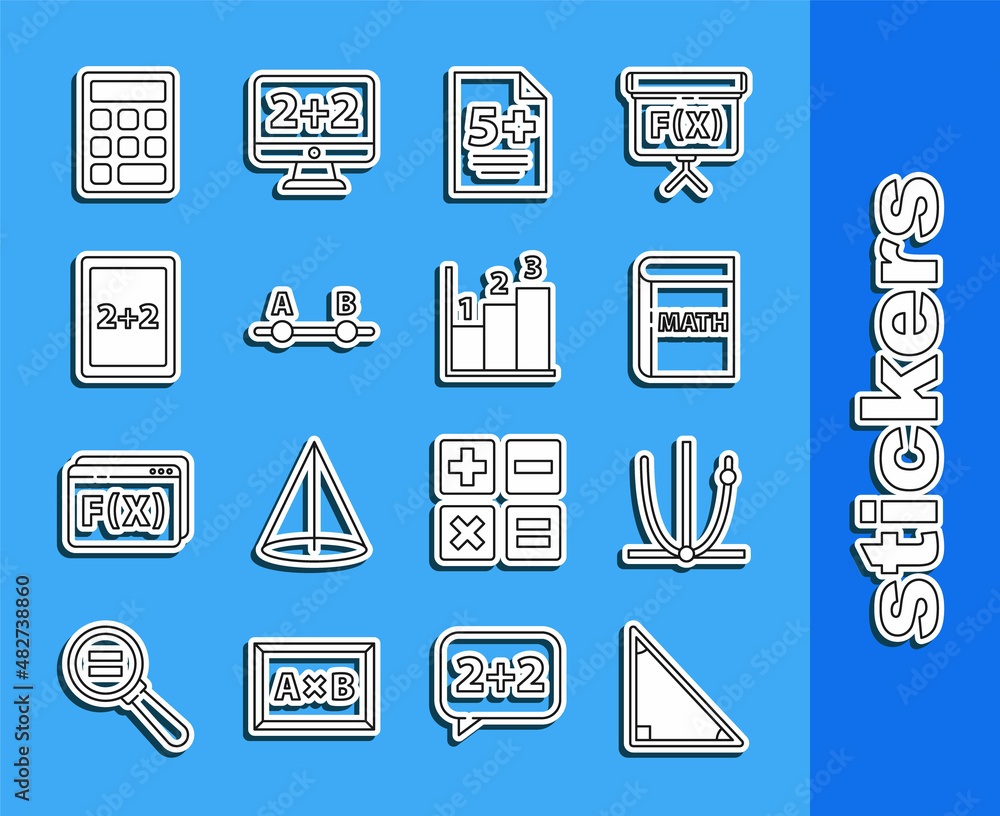 Set Line Calendar Ringing Bell Triangle Math Calculator Test Exam Sheet Calculation And
