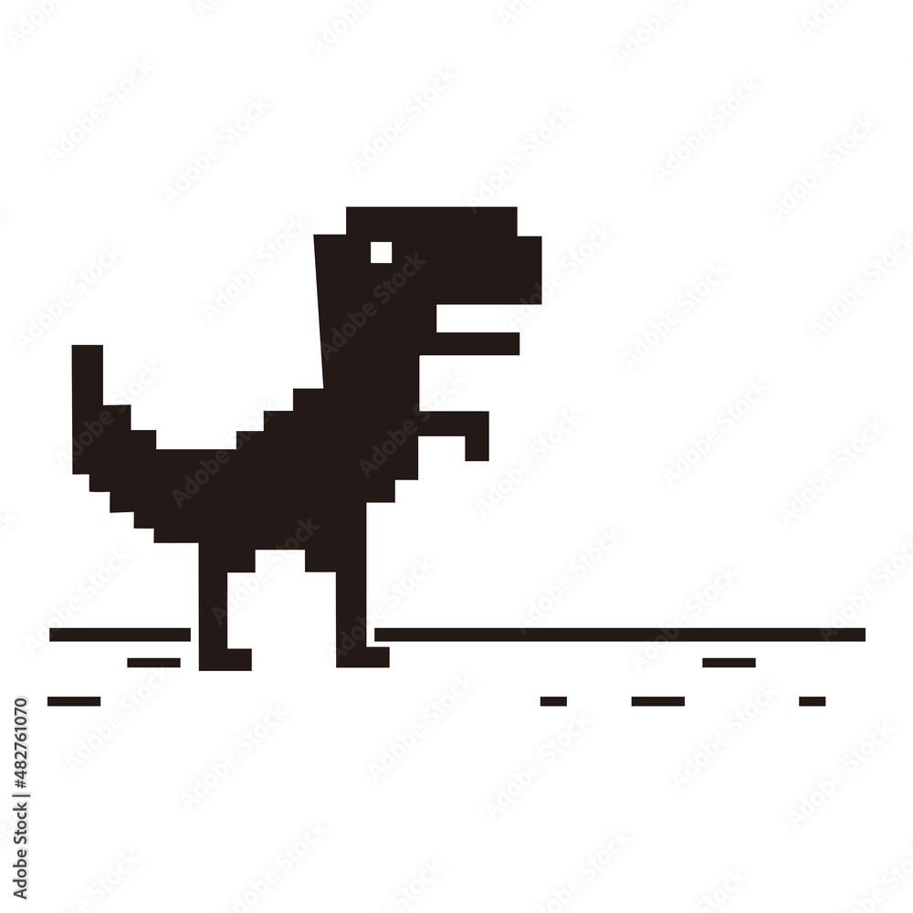 Pixel art of dinosaur icon vector describing offline error for internet ...