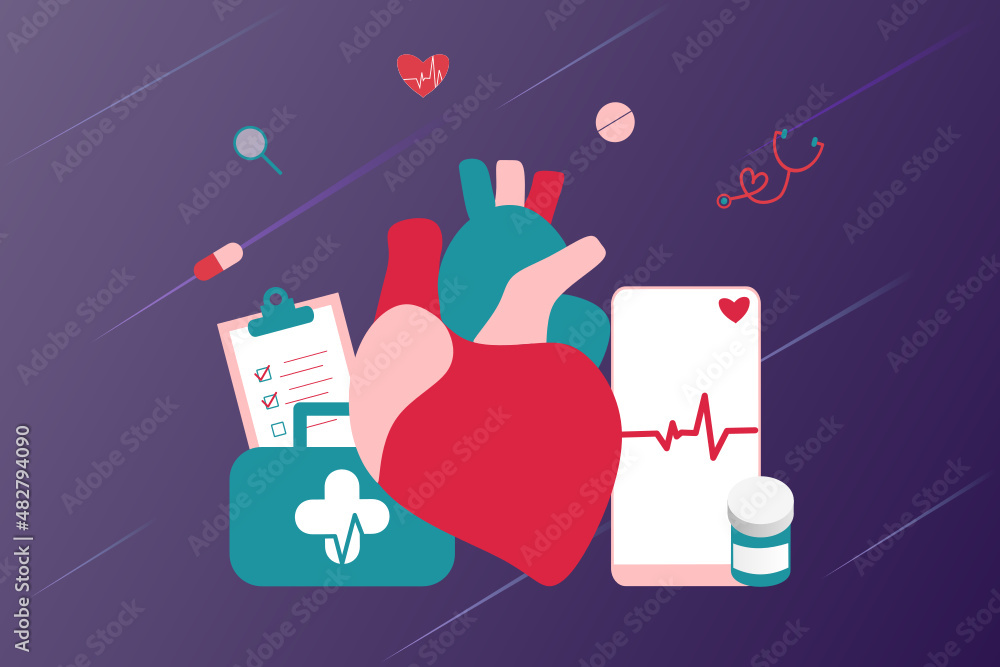Vector de Stock Modern heart medication, heart disease research concept ...