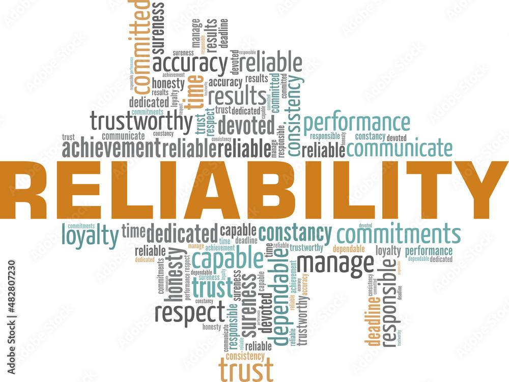 Reliability conceptual vector illustration word cloud isolated on white ...