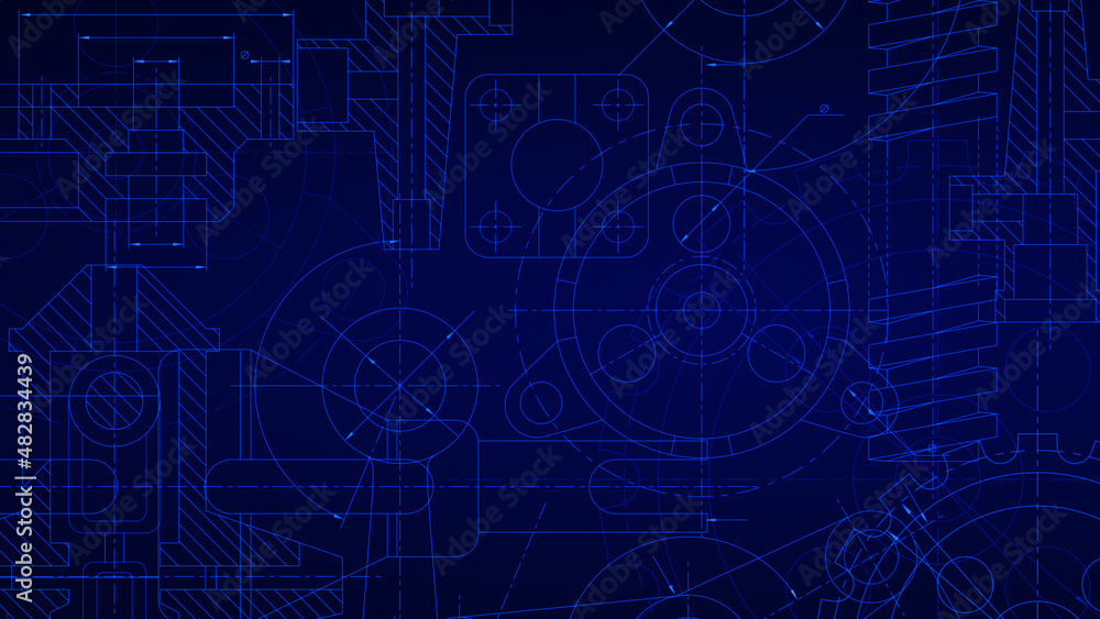 Blueprints engineer technician design drawing mechanical gear ...