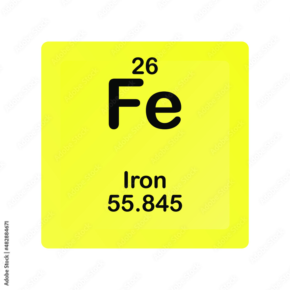 Iron Fe Chemical Element vector illustration diagram, with atomic ...