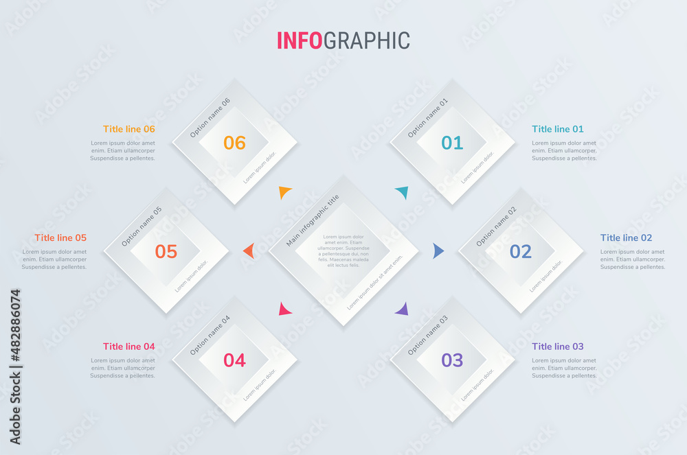 Vector infographics timeline design template with square elements ...