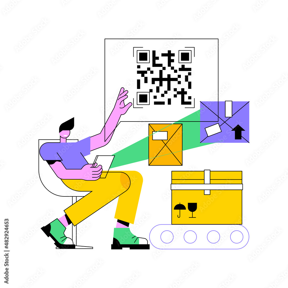 QR code abstract concept vector illustration. QR generator online, QR ...