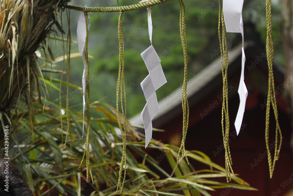 Japanese shinto zigzag-shaped paper streamers (shide) in Nikko ...