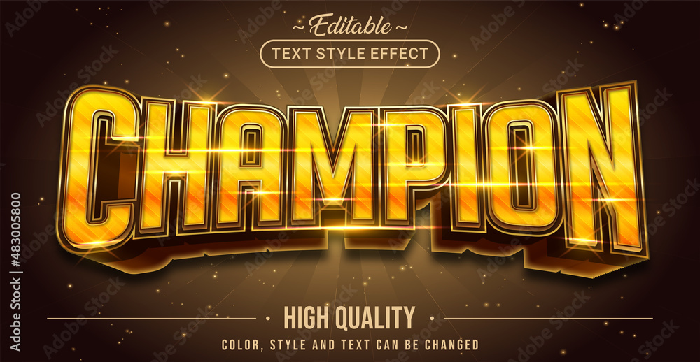 Editable text style effect - Champion text style theme. Stock Vector ...