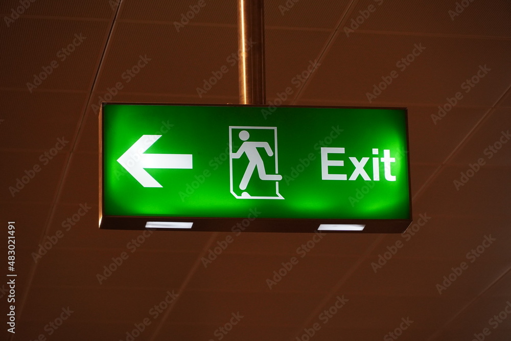 Running Man Sign Emergency Exit. Emergency Fire Exit With Floor ...