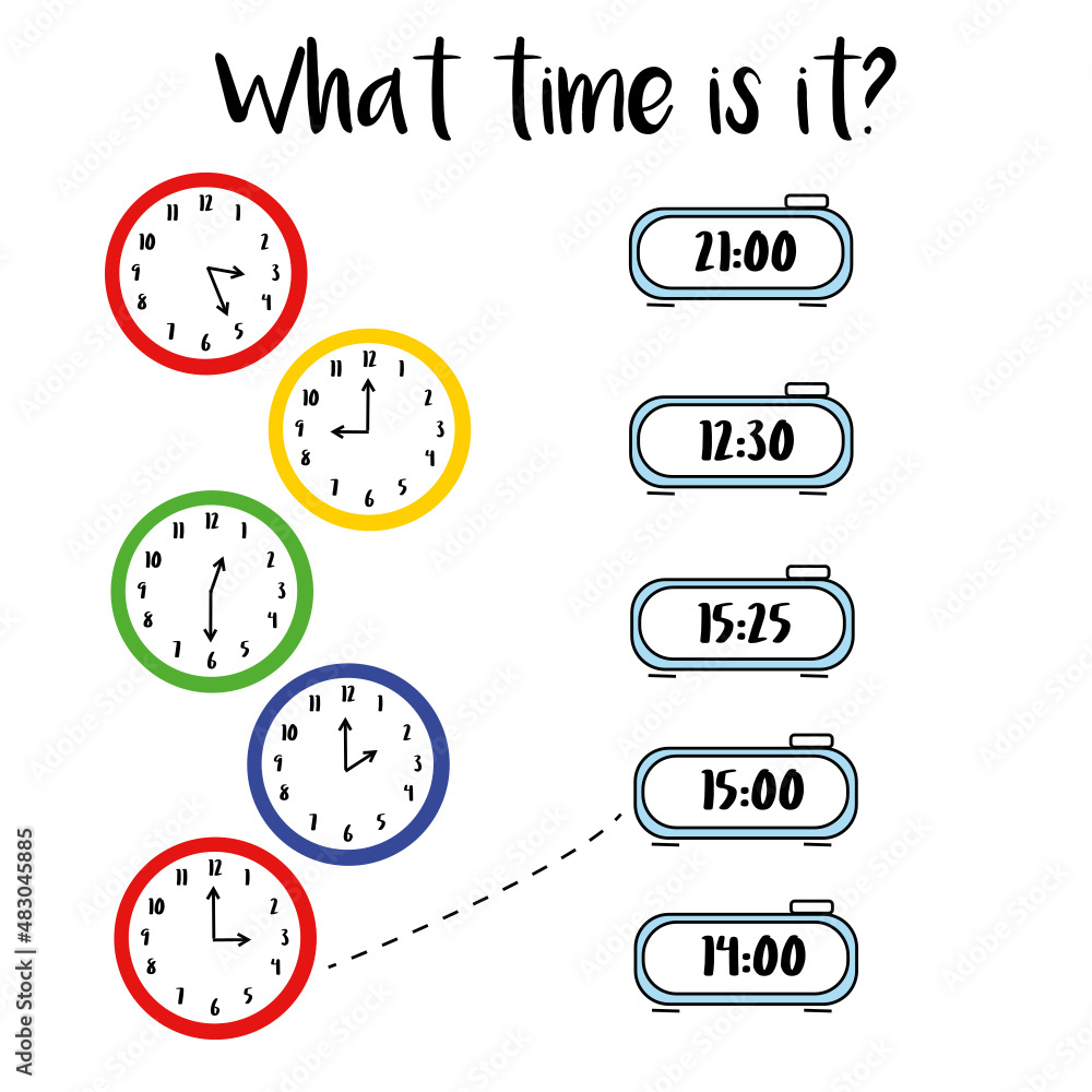 Learning time on the clock. Educational activity worksheet for kids and ...