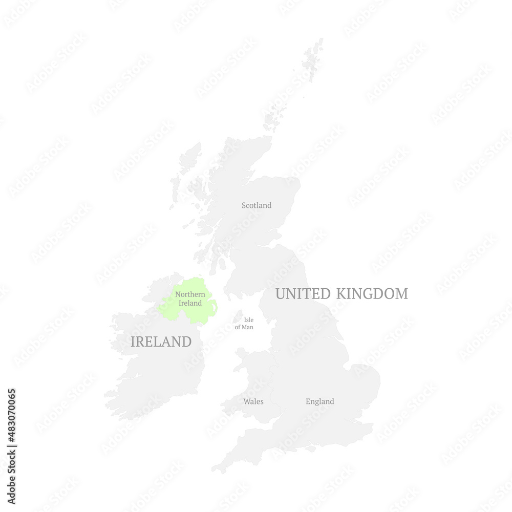 Map of United Kingdom countries with the indication of Northern Ireland ...