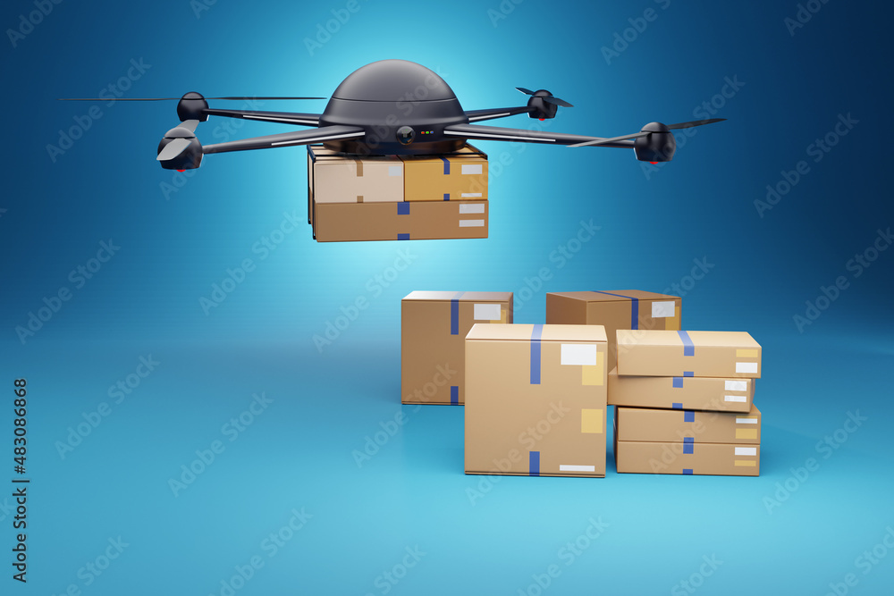E-commerce concept, parcel delivery service on mobile application and ...