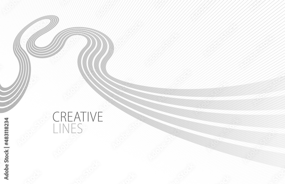 Wave lines in 3D perspective vector abstract background with smooth ...