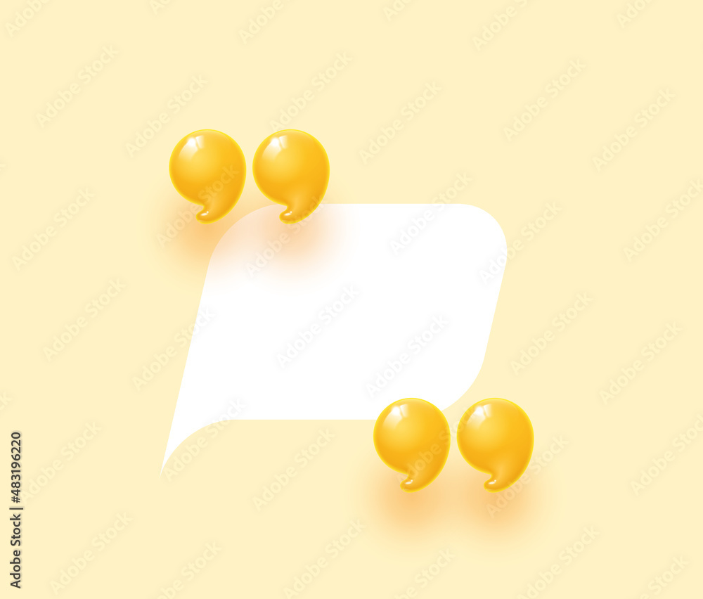 3d quote realistic render design in cute cartoon style volumetric icons ...