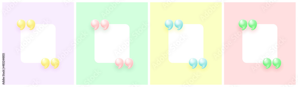 3d quote realistic render design in cute cartoon style volumetric icons ...