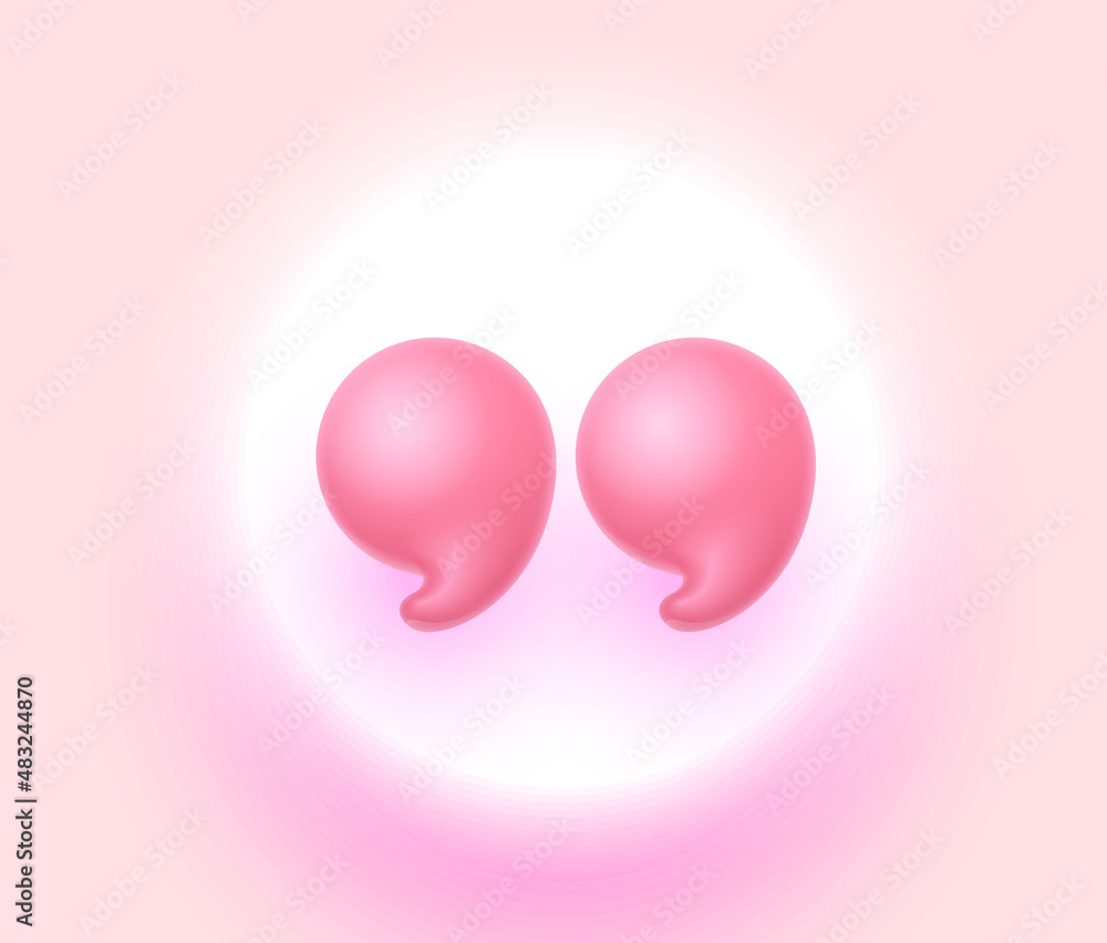 3d quote realistic render design in cute cartoon style volumetric icons ...