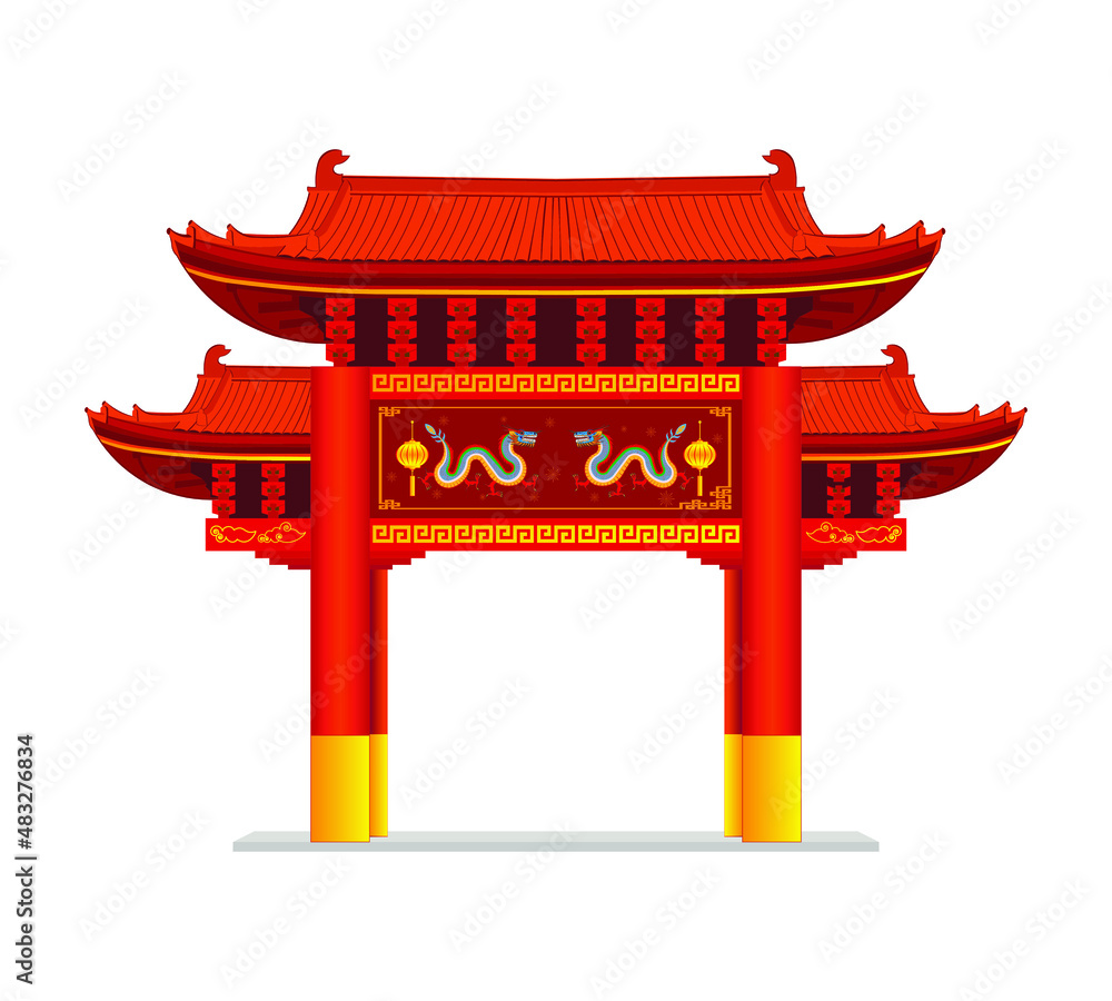 Chinese gate called Paifang symbols or gateway or entrance of china ...