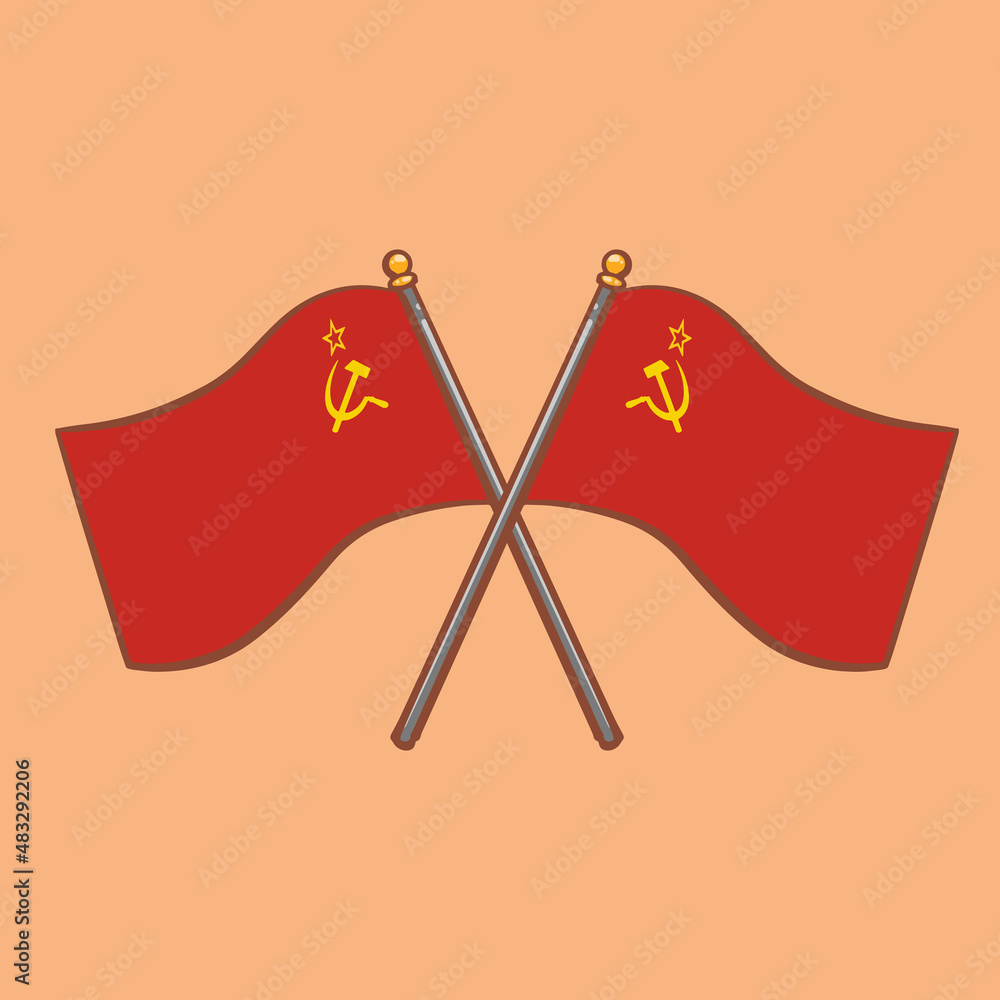 Hand drawn cartoon illustration of Soviet flag Stock Vector | Adobe Stock