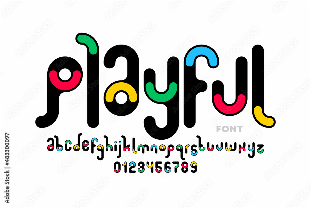 Playful style font design, alphabet letters and numbers vector ...