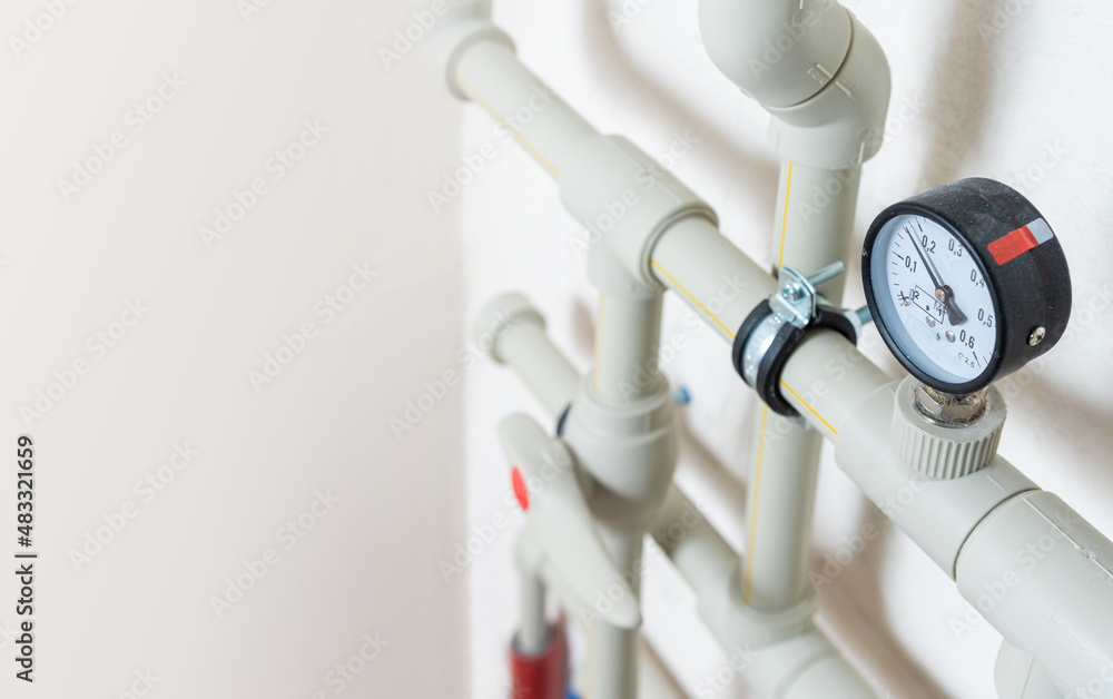 Water pressure sensor in pipes. Stock Photo | Adobe Stock