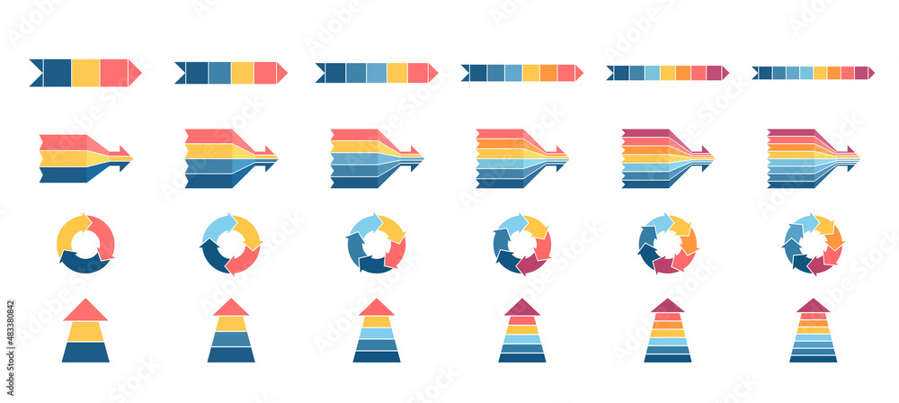 Arrow chart collection. Arrow charts for infographics, presentations ...