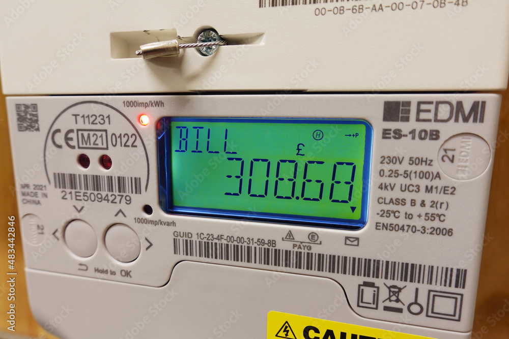 London, England, January 27th 2022: A smart meter, measuring ...
