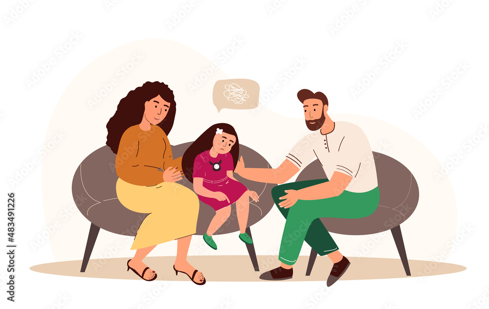 Dad Talking To Daughter Cartoon
