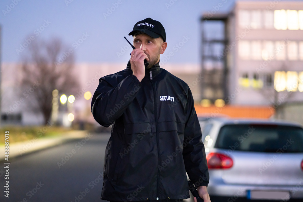 Car Parking Security Guard Officer Standing Stock Photo | Adobe Stock