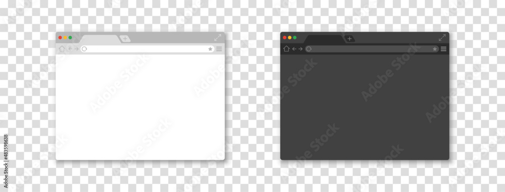 Web browser window mockup set. Black and white resume. Transparent ...