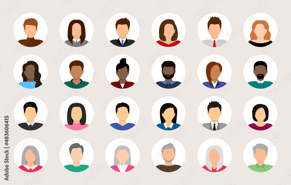 People avatar set. Diverse people avatar profile icons. User avatar ...