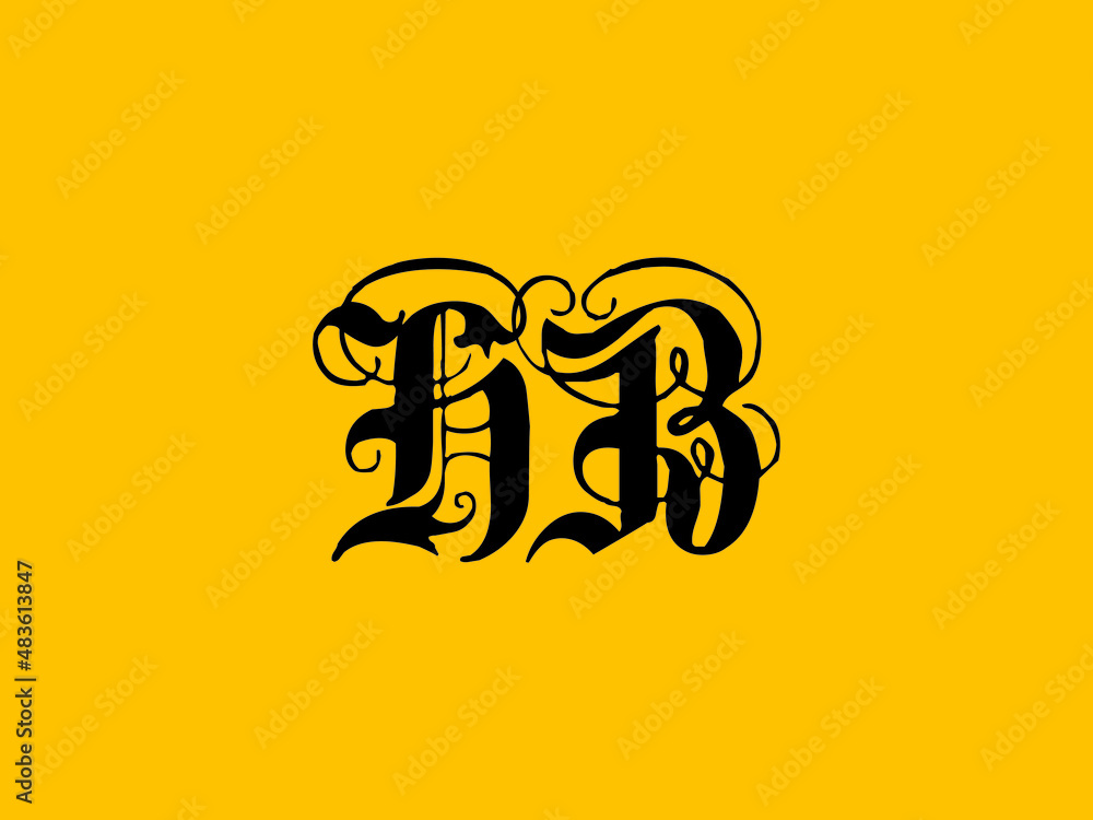 Letter HB calligraphy logo, monogram HB logo emblem style with Colorful ...