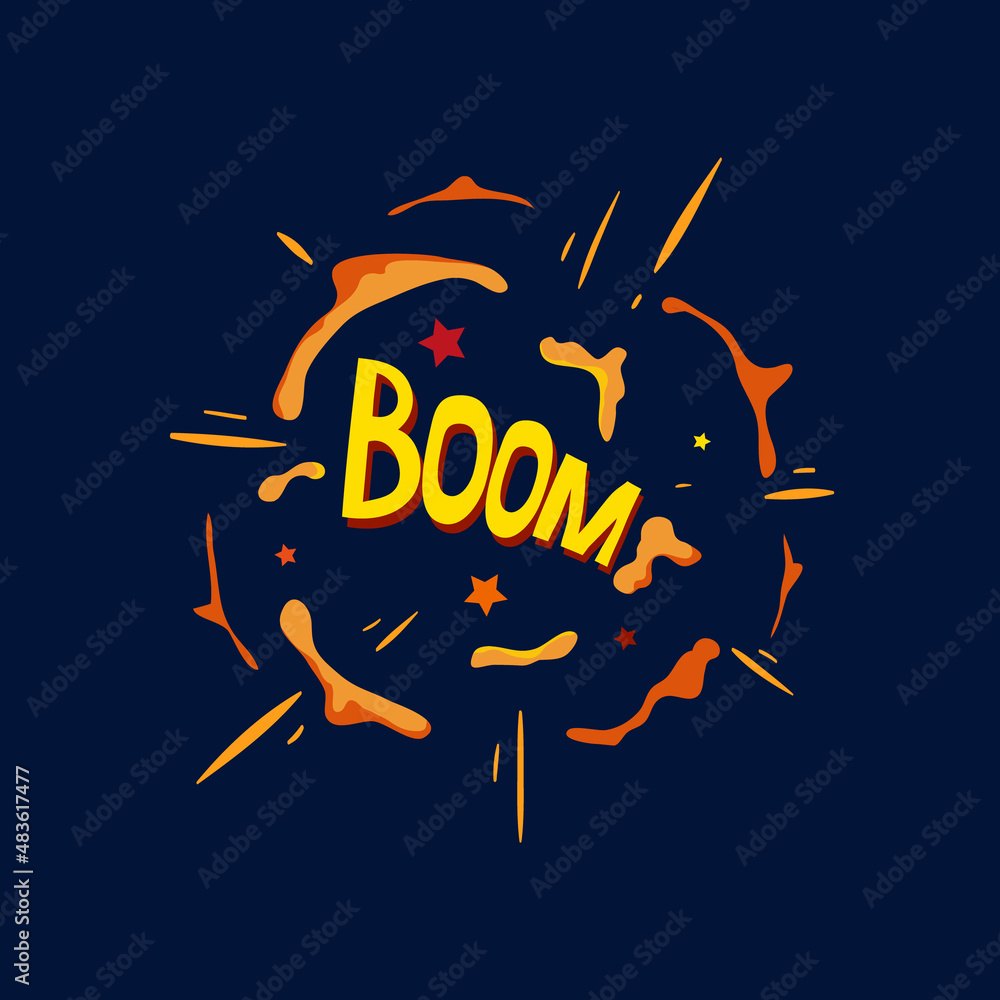 Boom. Comic book explosion. Hand drawn vector illustration Stock Vector ...