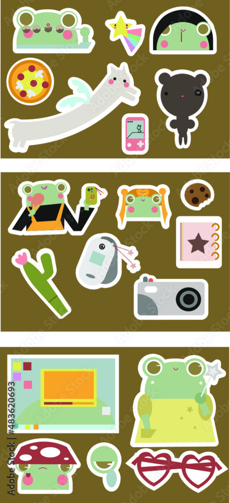 Toad stickers with memes Stock Vector | Adobe Stock