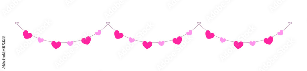 Valentine's Day heart banner bunting clipart vector illustration Stock ...